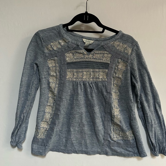 Sundance | Tops | Sundance Shirt Womens Medium Blue 0 Linen Lace Top ...
